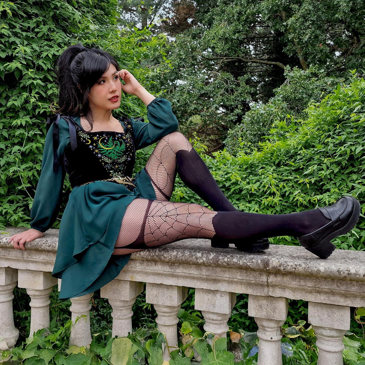 Venom Mock Garter Tights | Crotchless Tights | Snag – Snag US