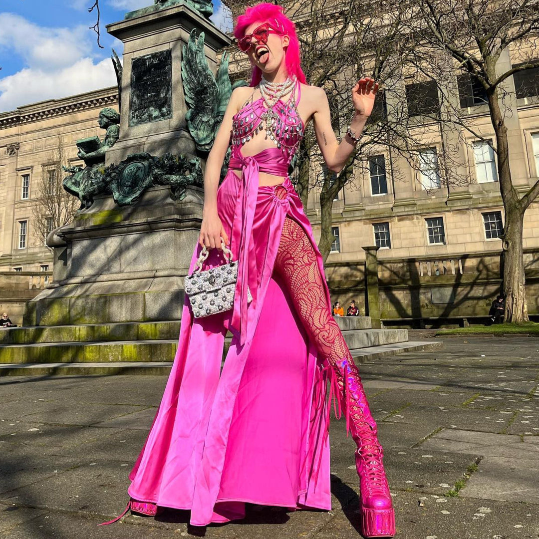 Pink Colored Swirl Patterned Fishnet Tights | Snag – Snag US